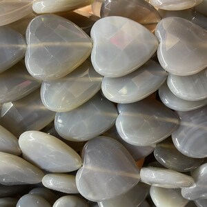 Grey Agate Heart Shape Beads - Gray Gemstone Heart Shape Pendant ...