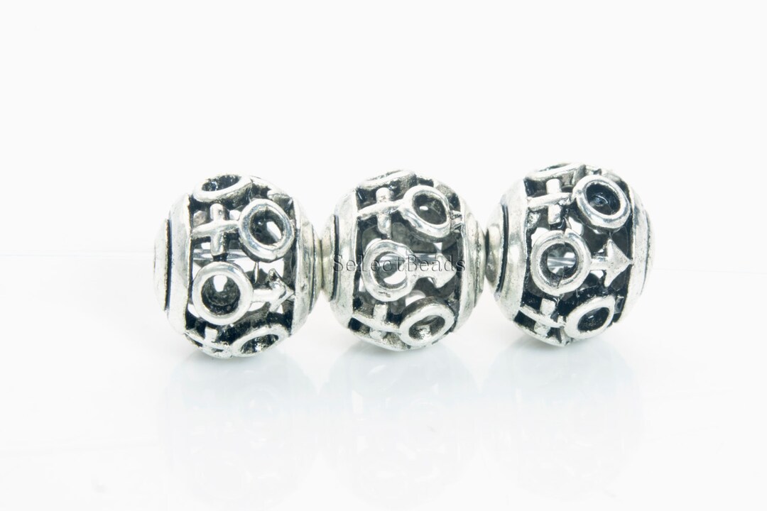 Male Symbol Metal Beads - Gender Symbol Alloy Beads - 8mm Round Beads ...