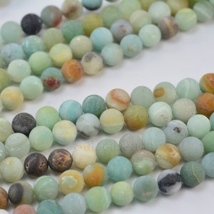 Amazonite - Matte Round Amazonite Beads - Multi Color Gemstones - Multi ...
