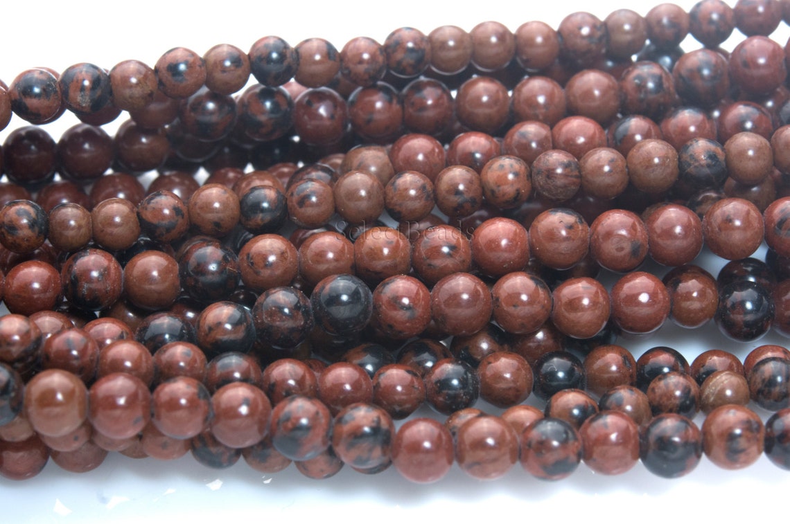 Mahogany Obsidian Beads - Coffee Obsidian Round Beads - Brown Obsidian ...