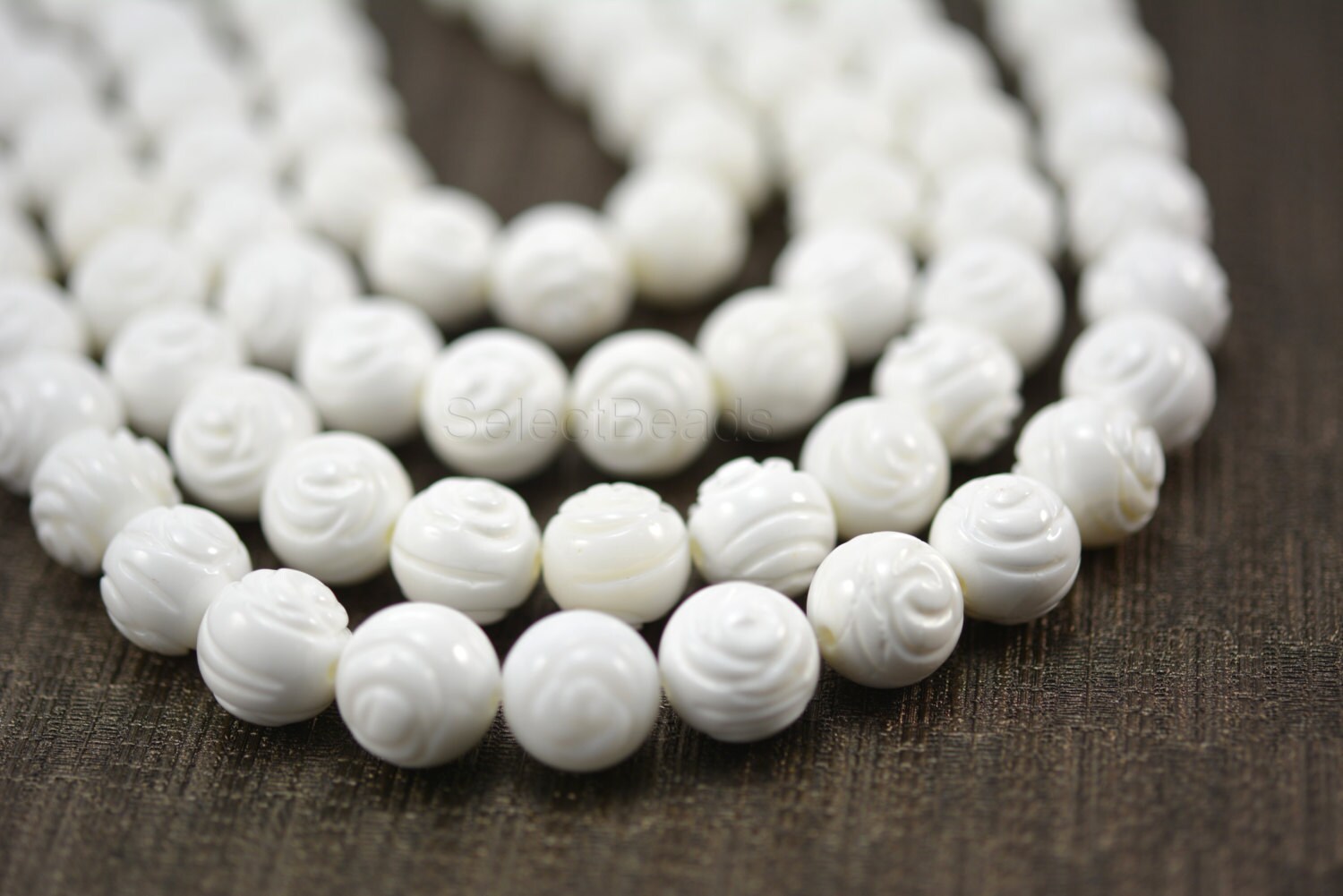 White Tridacna Shell Beads Rose Flower Carved Beads White - Etsy
