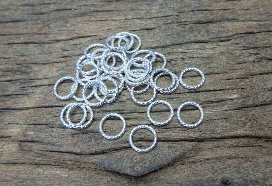 Twisted Sterling Silver Closed Jump Rings - 925 Genuine Silver Closed ...