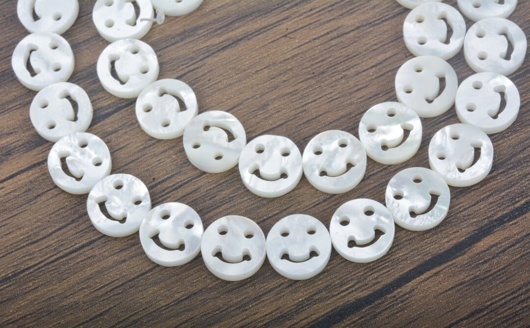 White MOP Smilling Face Charms - White Sea Shell Happy Face Beads ...