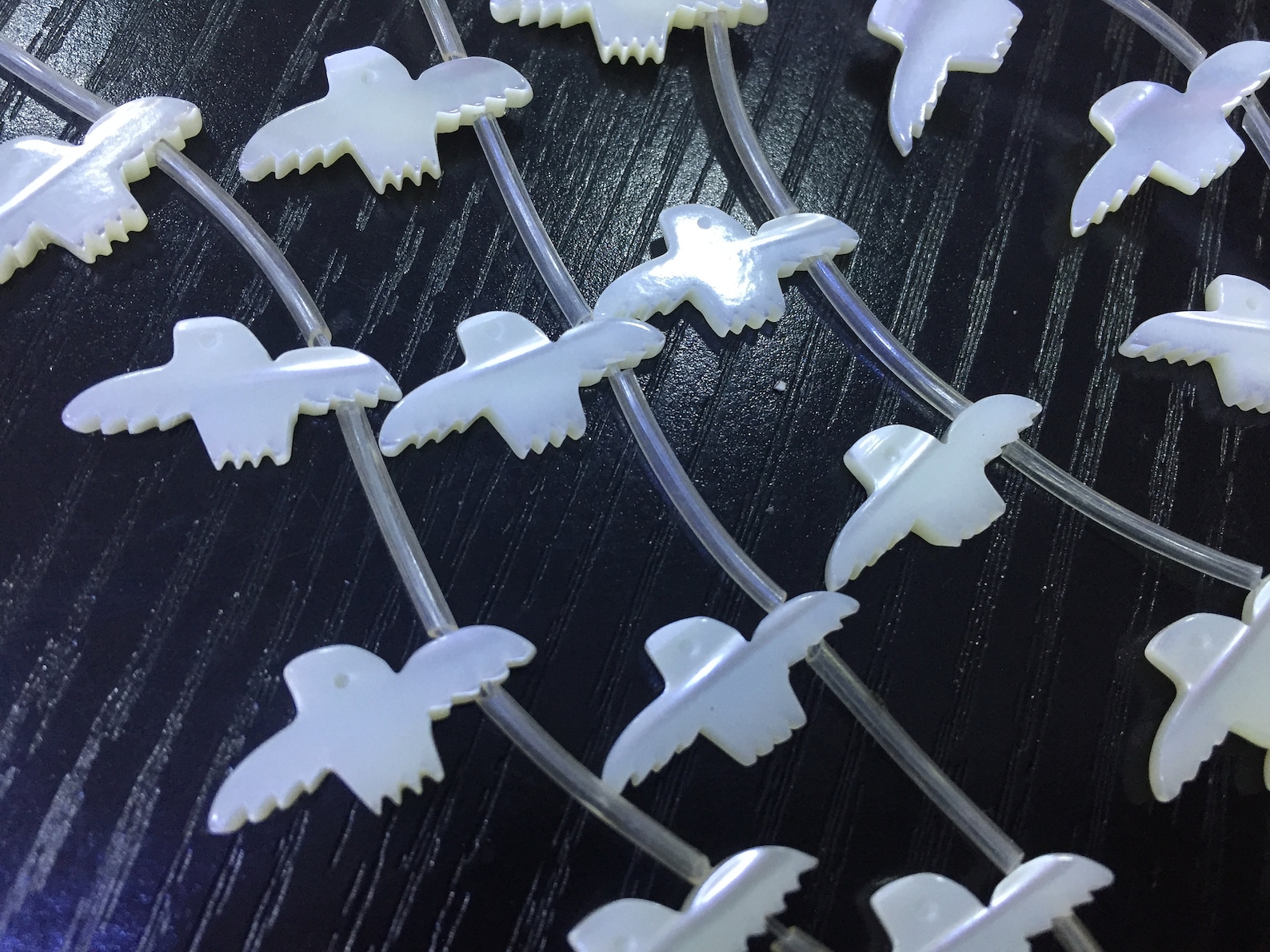 Flying Bird Beads - White Shell Bird Charms - Sky Bird Beading ...