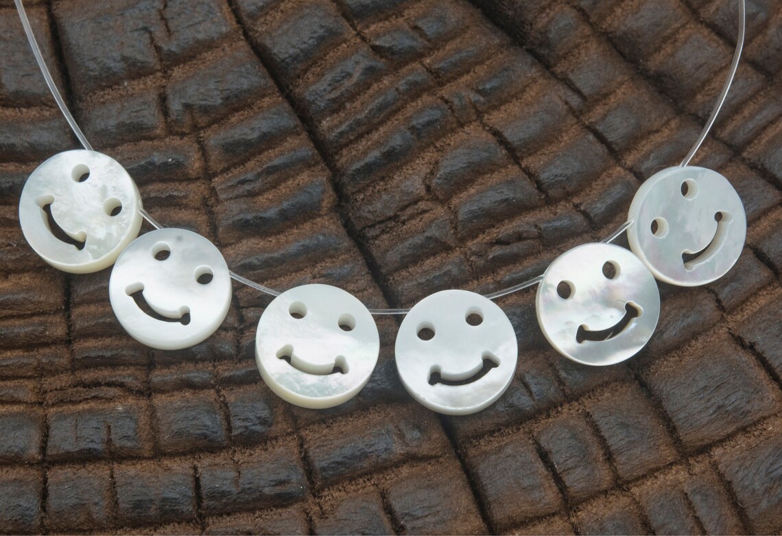 White MOP Smilling Face Charms White Sea Shell Happy Face - Etsy