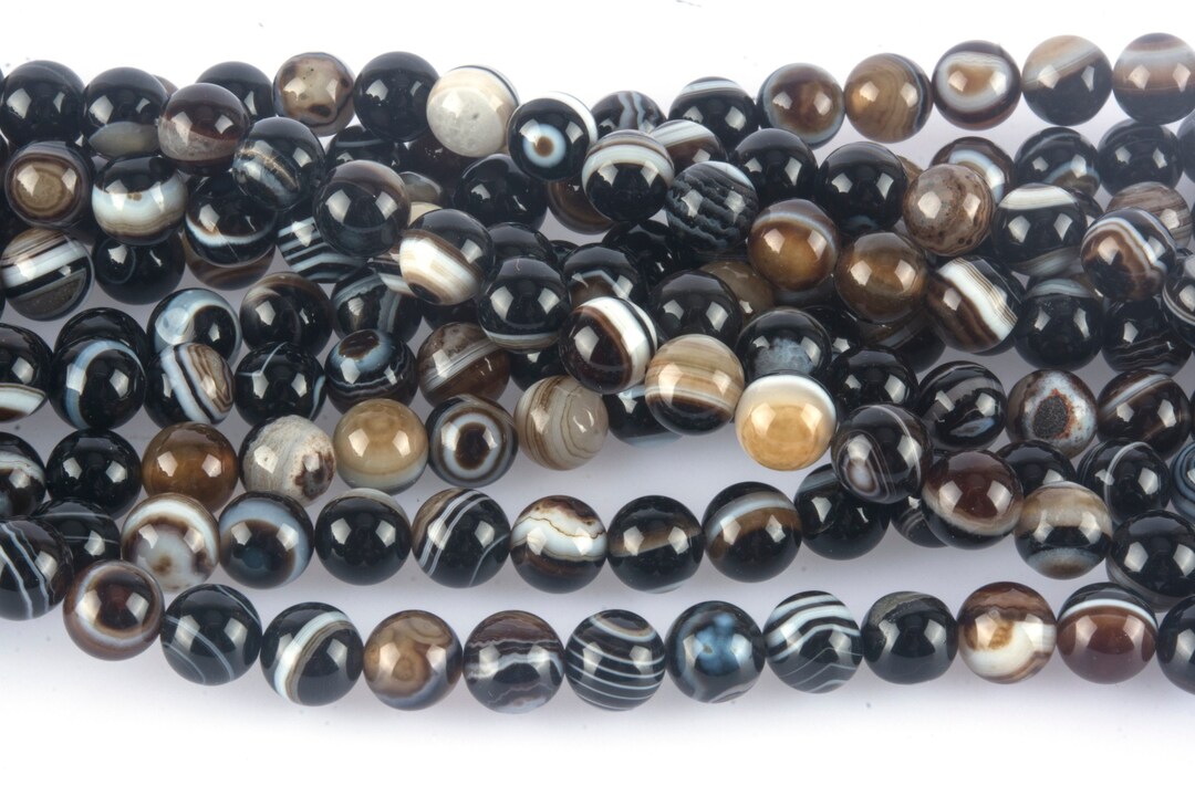 Black and White Agate Evil Eye Beads - Banded Eye Agate Beads ...