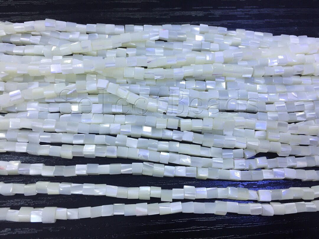 Shell Cube Beads - 4mm Cube Beads - White Shell Beads - Jewelry Spacer ...