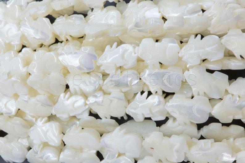 Shell Rabbit Beads White Shell Animal Beads Mother of | Etsy