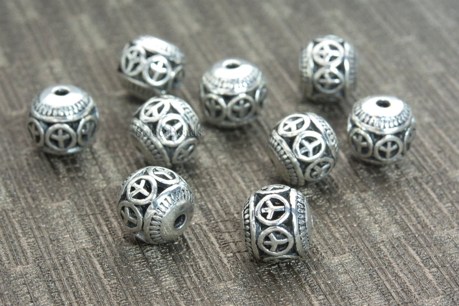 Peace Sign Round Beads - Filigree Jewelry Beads - Antique Silver Alloy ...