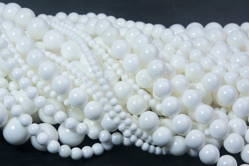White Tridacna Shell Beads - White Round Beads - Natural Round Bead ...