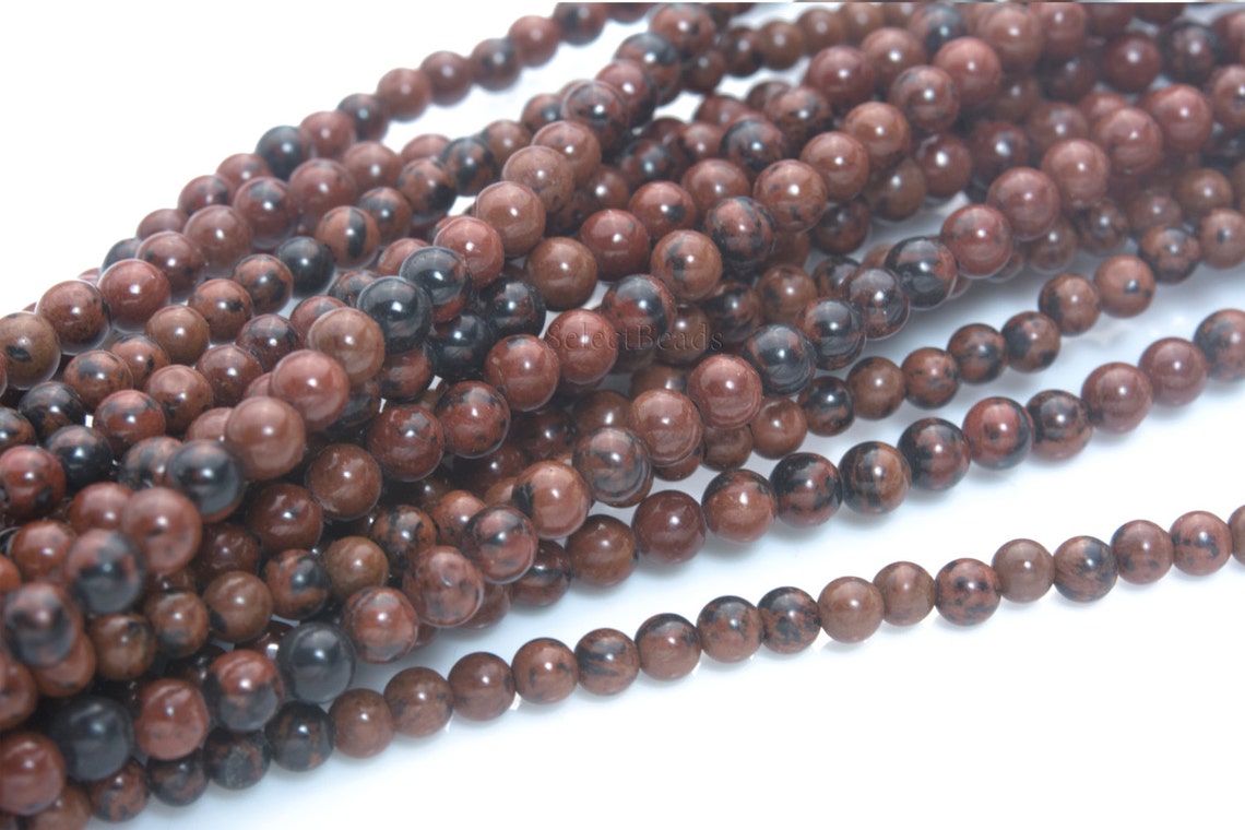 Mahogany Obsidian Beads - Coffee Obsidian Round Beads - Brown Obsidian ...