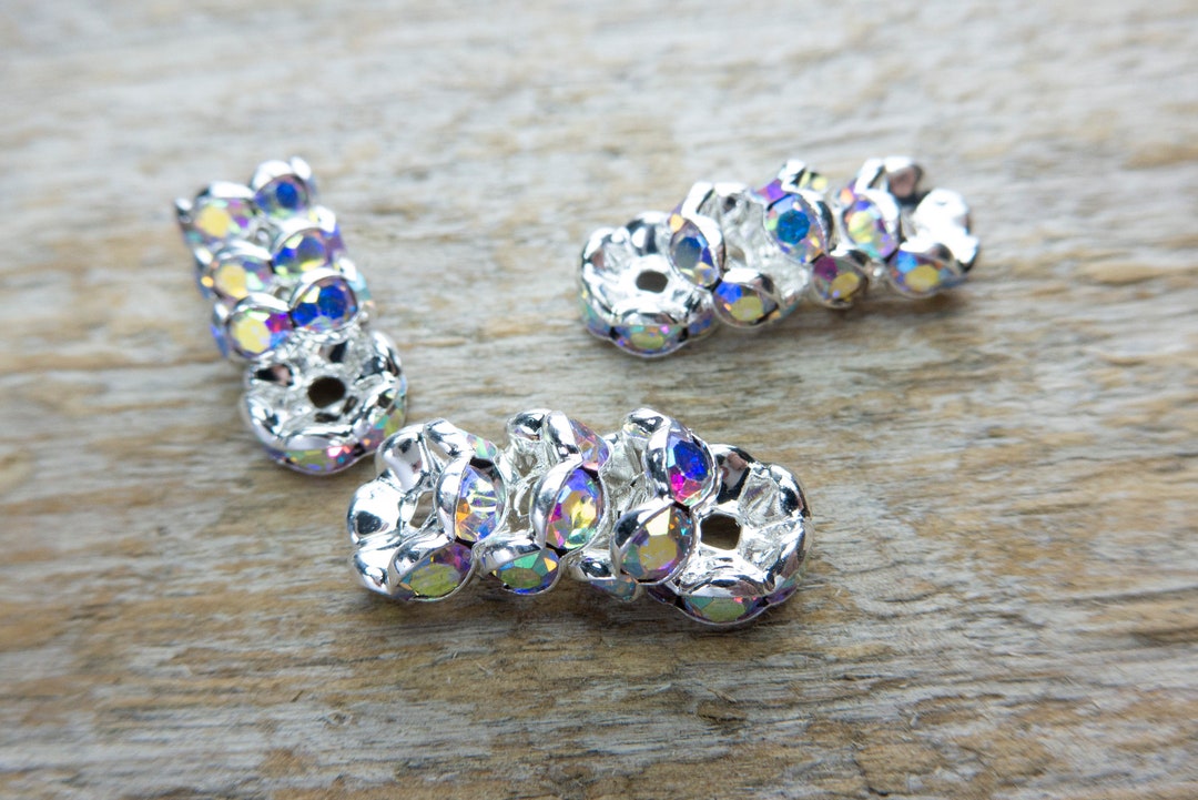 Wave Coated White Crystal Metal Seperators - Silver Tone Brass Spacer ...