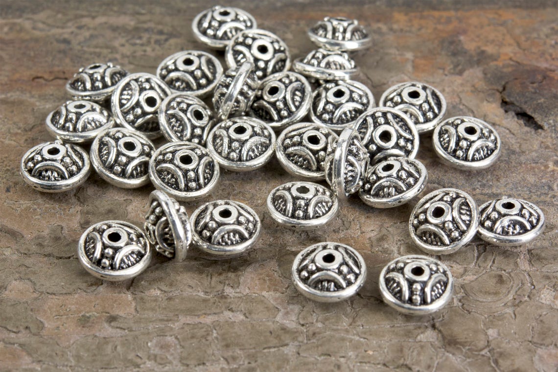 Antique Silver Spacer Separators Bali Style Alloy Disc Beads | Etsy