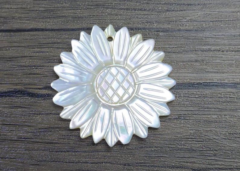 Sunflower Sea Shell Pendants carved Yellow Shell Floral - Etsy