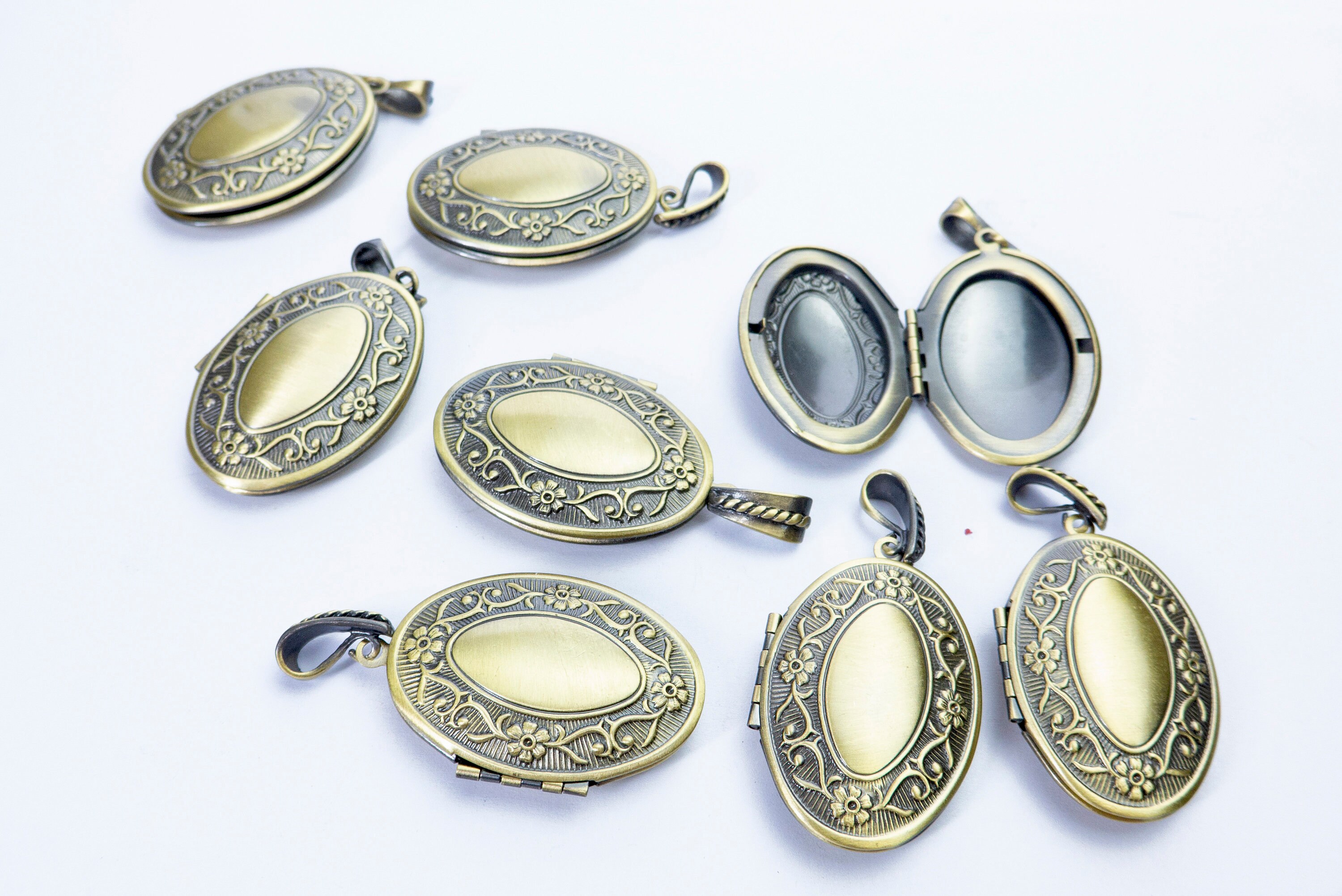 Brushed Brass Lockets Oval Brass Lockets You Can Put Charms - Etsy