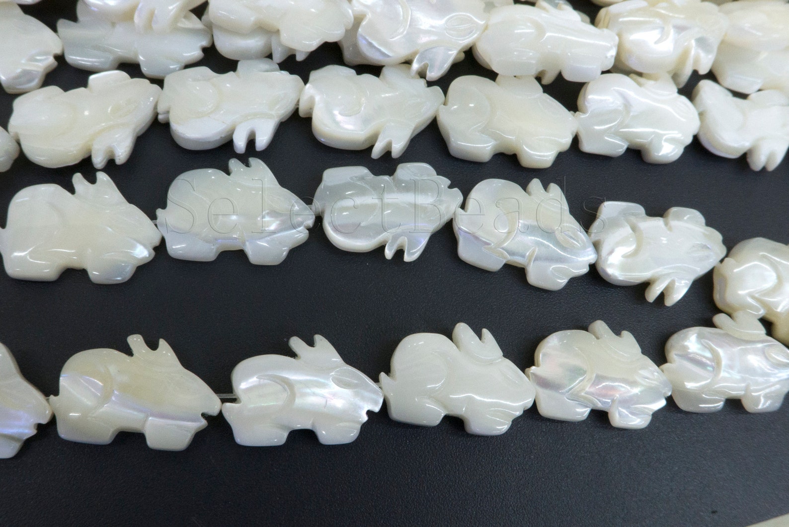 Shell Rabbit Beads White Shell Animal Beads Mother of | Etsy