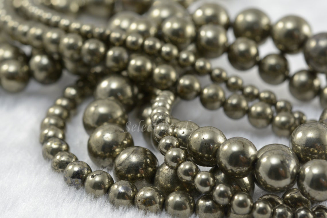 Natural Pyrite Smooth Round Beads Quality Pyrite Gemstone - Etsy