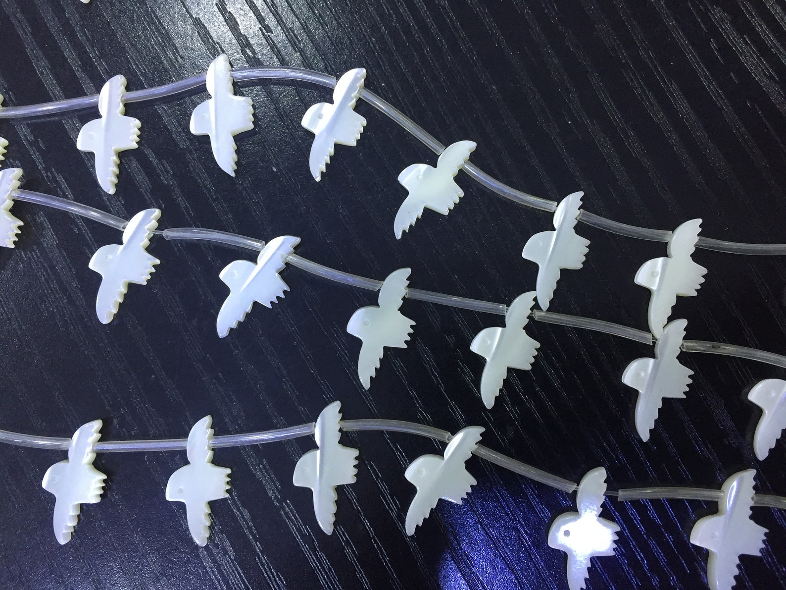 Flying Bird Beads - White Shell Bird Charms - Sky Bird Beading ...