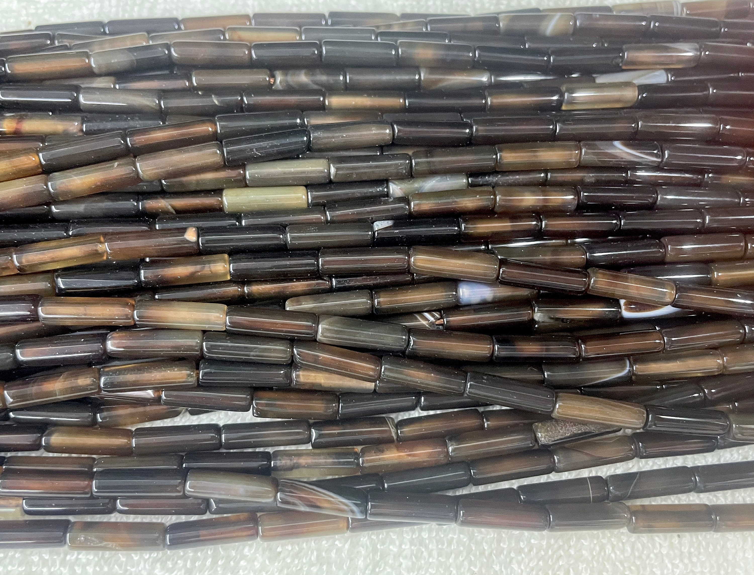Gemstone Smooth Tube Beads - 4x13mm Natural Stone Tubes - Agate Stone ...