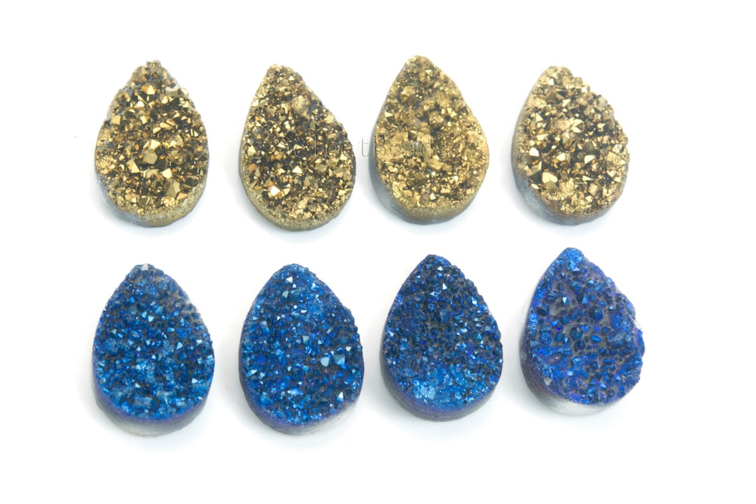 Titanium Druzy Crystal Quartz Cabochons for Earrings - Plated Genuine ...