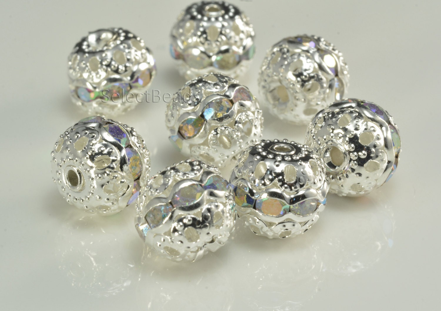 Coated Rhinestone Silver Balls AB Rainbow Color Sparkle - Etsy UK
