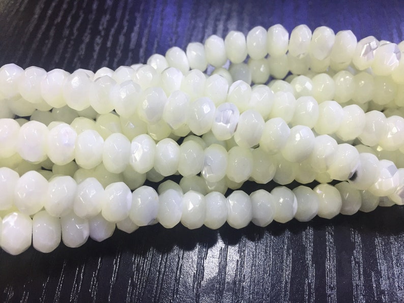 Mother of Pearl Faceted Rondelle Beads - White Shell Abacus Beads ...