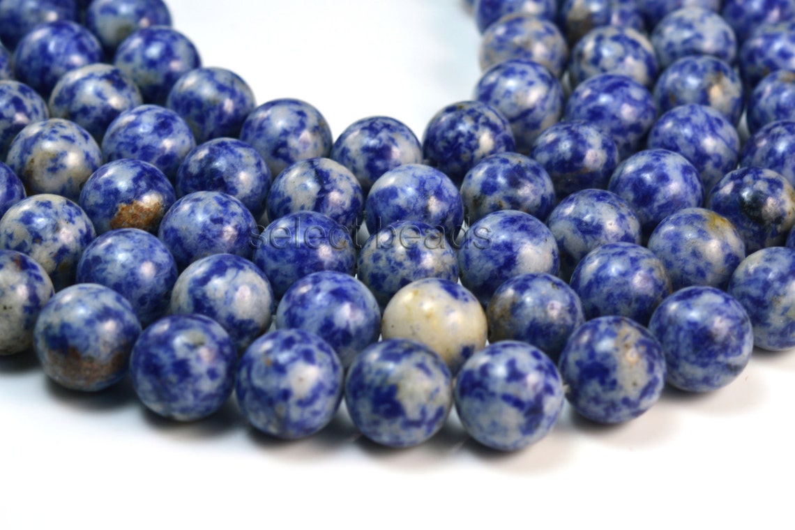 Blue Spot Jasper Beads Blue Round Gemstone Beads Blue - Etsy