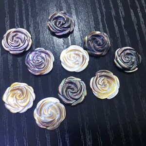 Black Lip Shell Beads - Black Lip Shell Flower Charms - Carved Rose ...