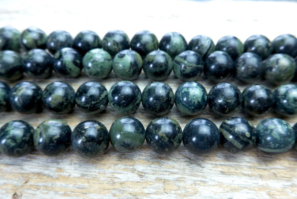 Green Kambaba Jasper Round Beads - Forest Green Jasper Beads - Natural ...