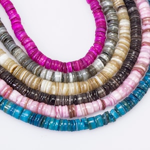 Heishi Shell Beads - Dyed MOP Spacers - Thin Beach Style Beads - for ...