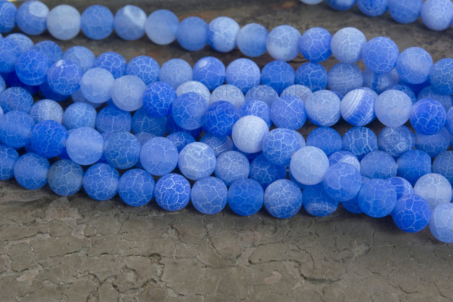 Blue Dragon Vein Agate Beads - Round Agate Beads - Size 6-12mm -15inch ...