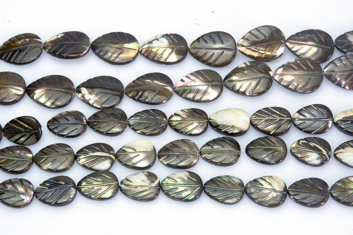 Dark Brown Seashell Leaf Beads Carved Plant Beads Mother - Etsy