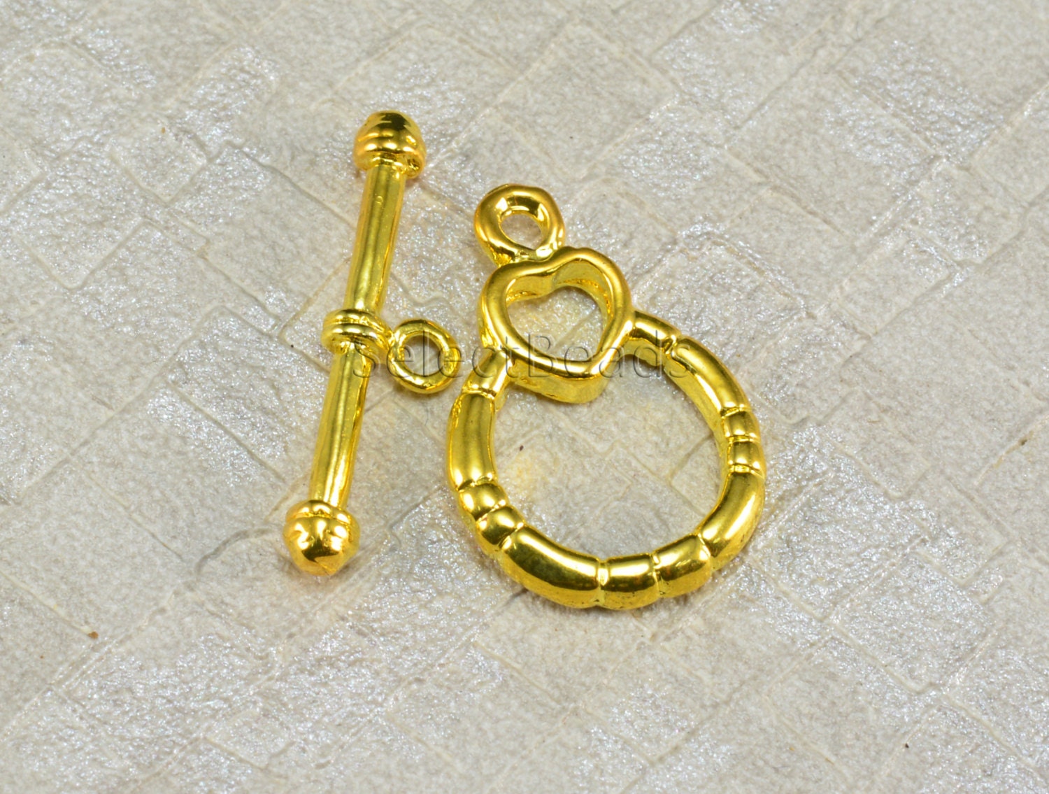 Gold Tone Round Toggle Clasp - Brass Base Jewelry Clasp - Necklace ...