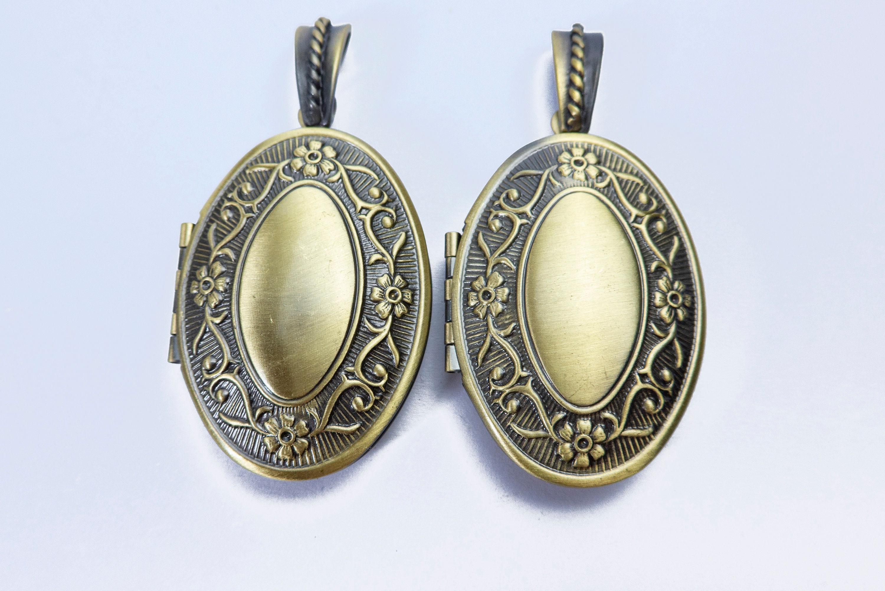 Brushed Brass Lockets Oval Brass Lockets You Can Put Charms - Etsy