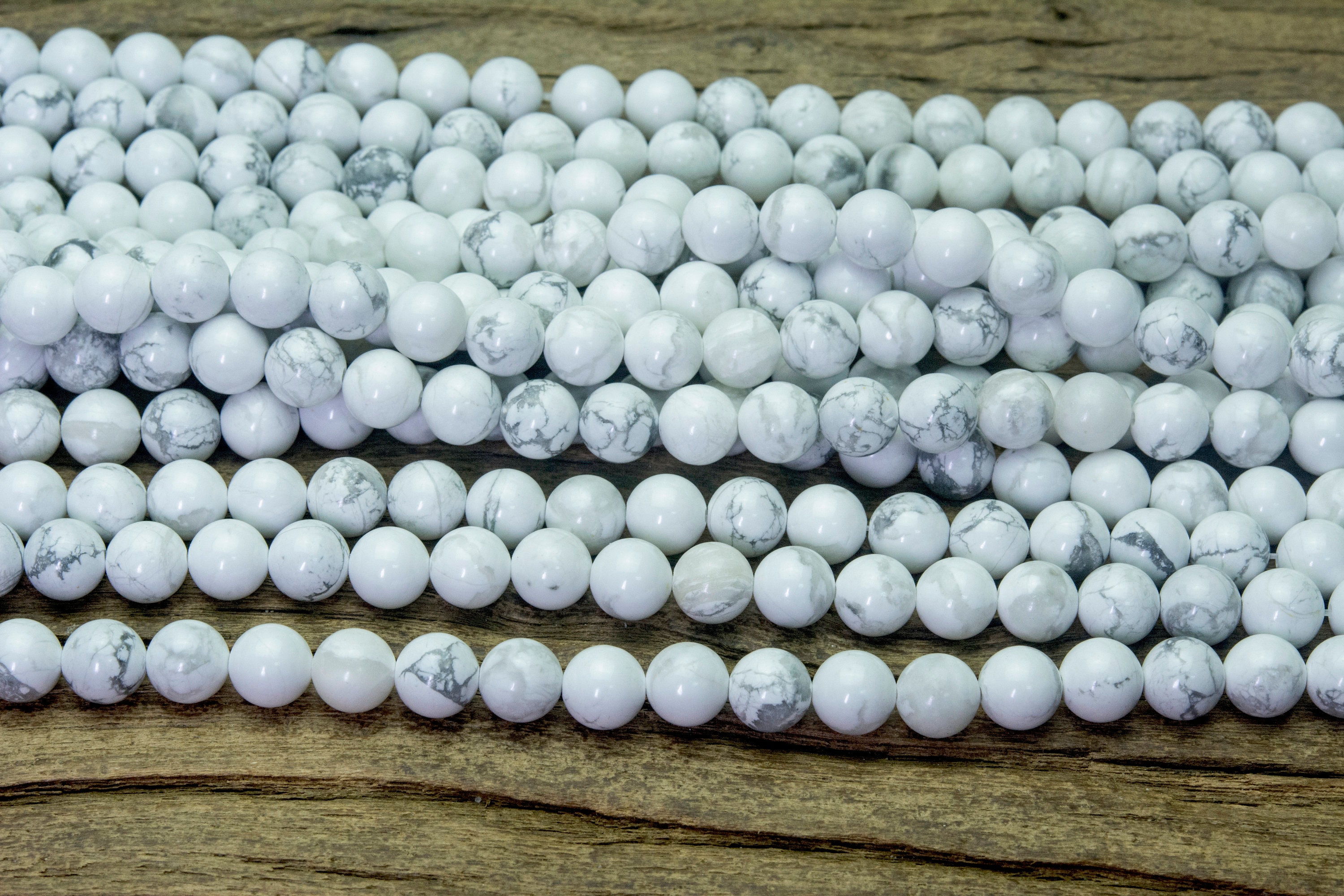 Howlite White Beads - White Stone Beads - White Gemstone Bead - Grey ...