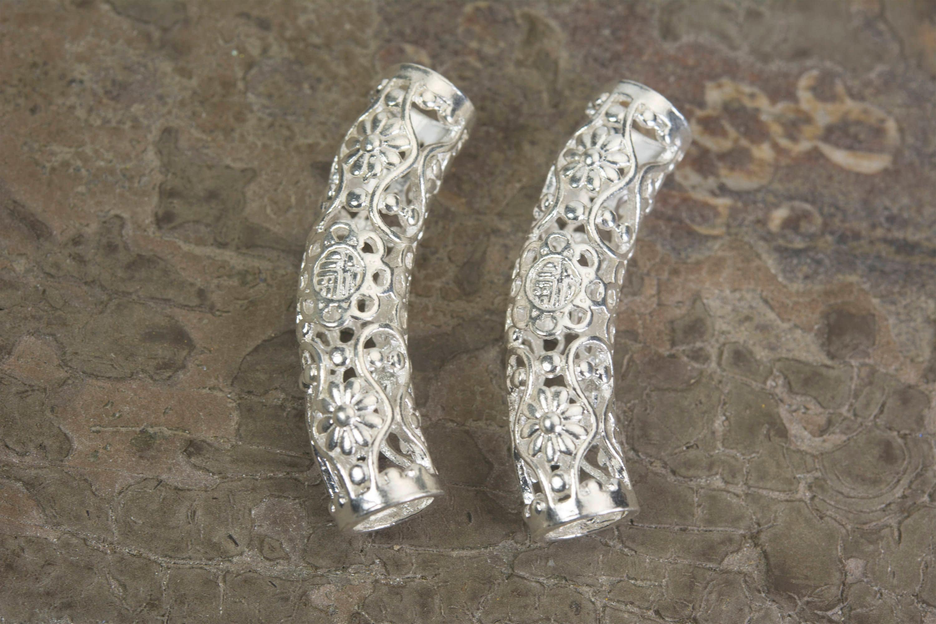Sterling Silver Tube Beads - 925 Sterling Silver Beads - Round Tube ...