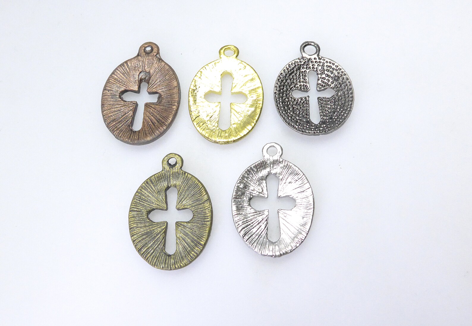 Cross Metal Charms - Clear Crystal Dangle Charm - Black Pendant Charm ...