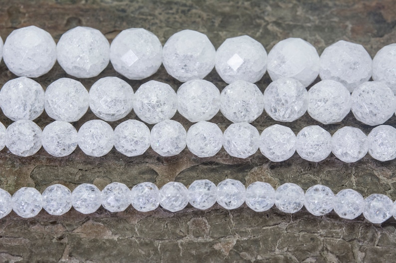 Faceted Crackle Crystal Quartz Beads Natural White Quartz - Etsy