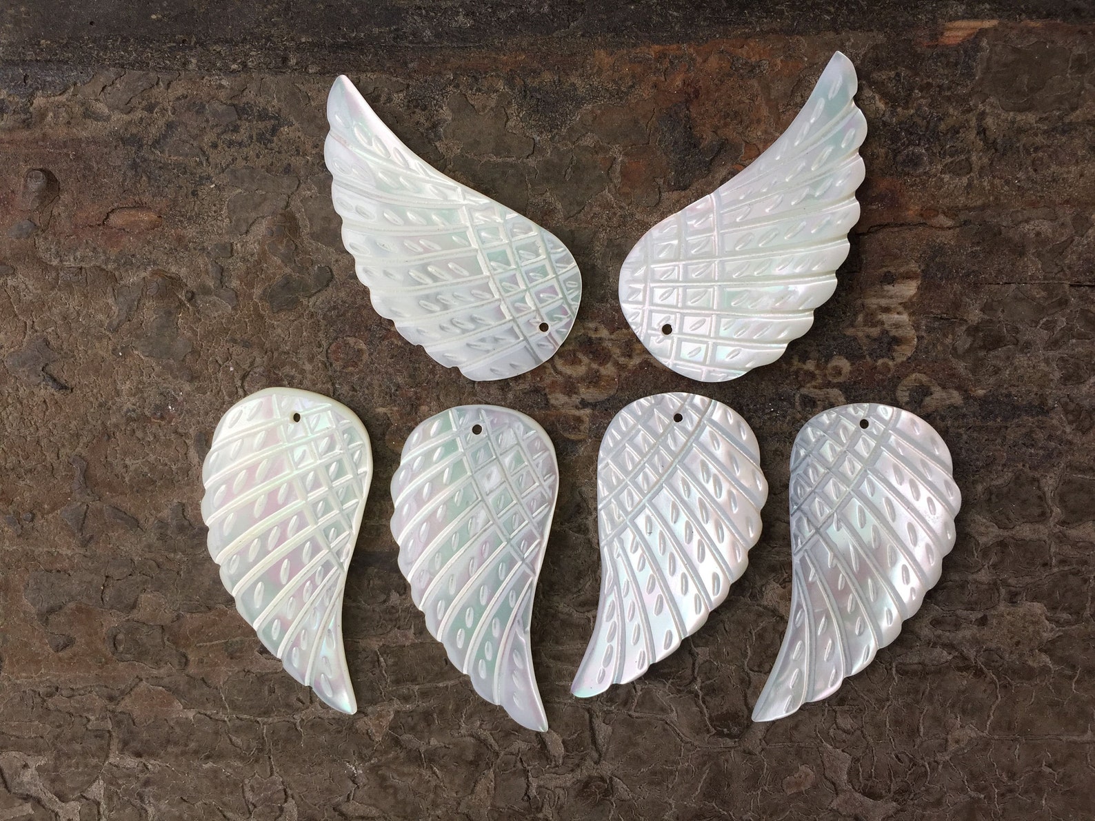 White Angel Wing Beads Carved Wing Charms Sea Shell - Etsy