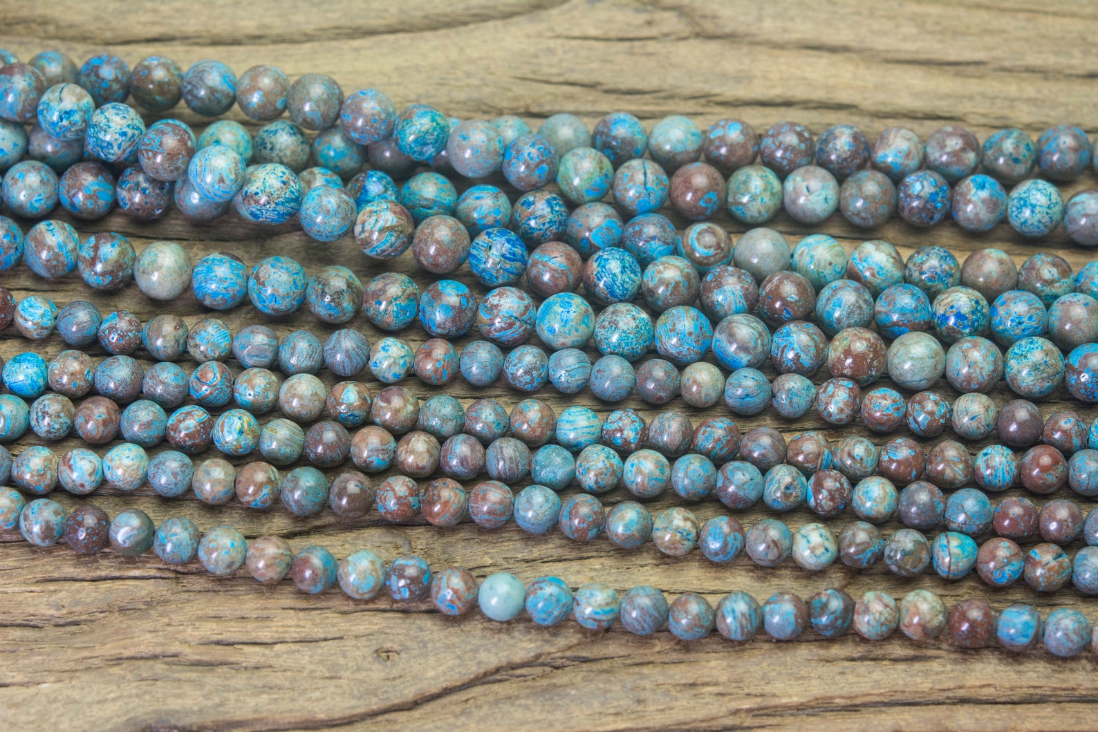 Blue Crazy Lace Agate Smooth Round Beads - Blue Stone Beads - Natural ...