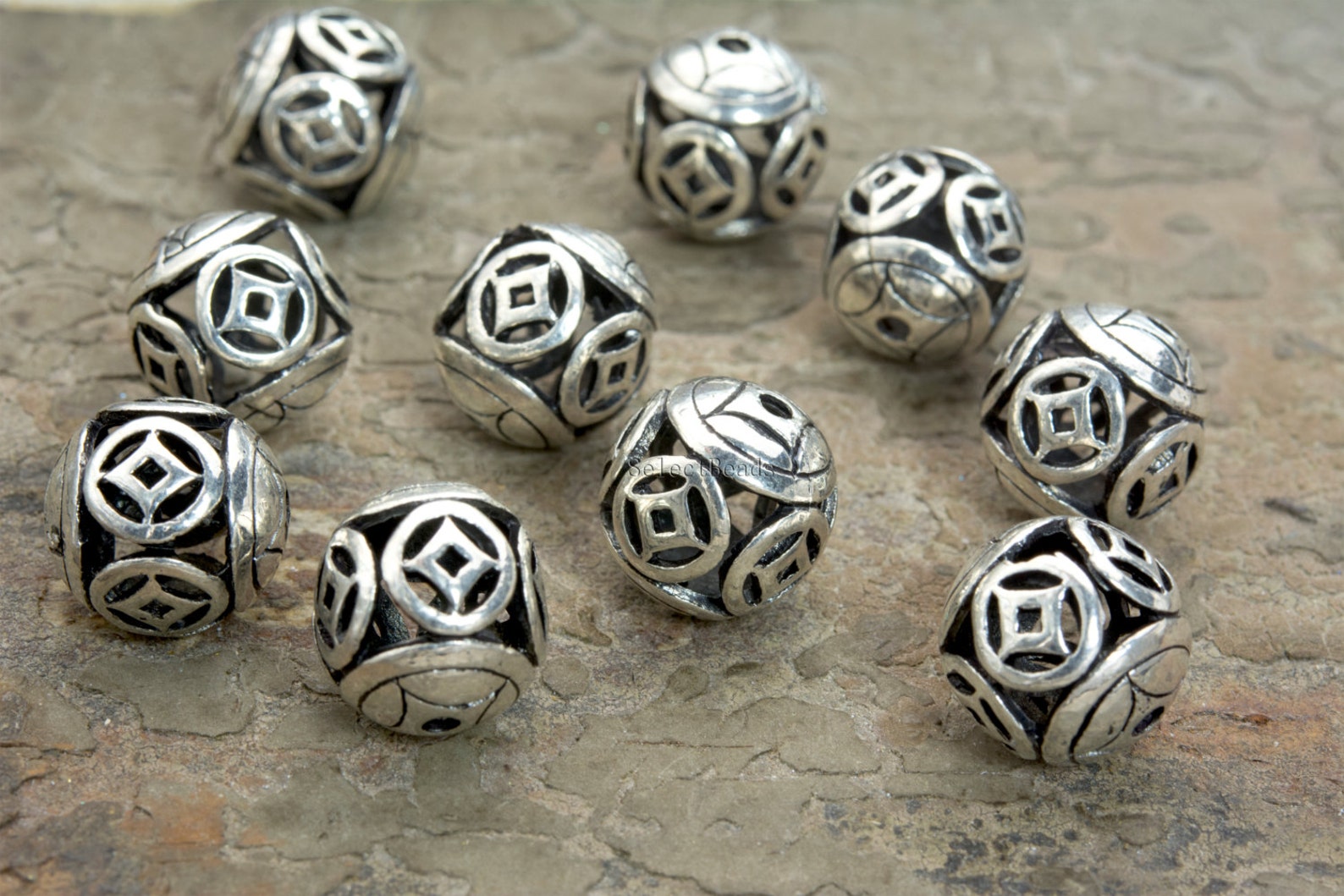Filigree Bracelet Beads - Silver Tone Hollow Alloy Beads - Metal Beads ...