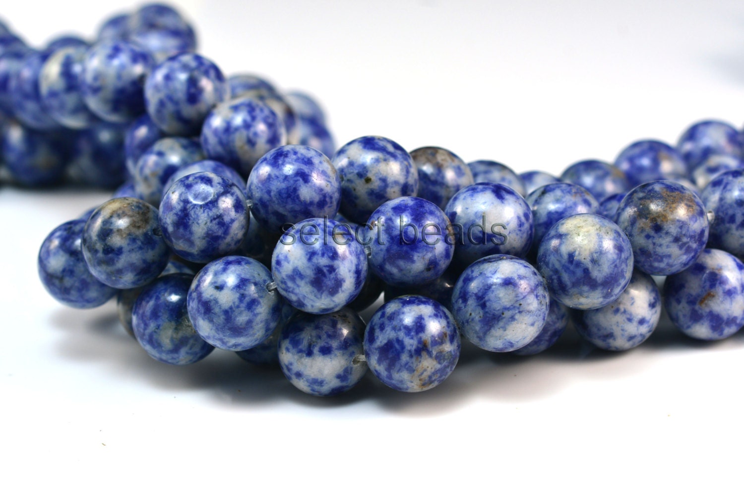 Blue Spot Jasper Beads - Blue Round Gemstone Beads - Blue Beads for ...