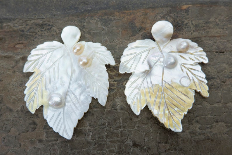 Maple Leaf Shell Charms Plant Mother of Pearl Pendant | Etsy