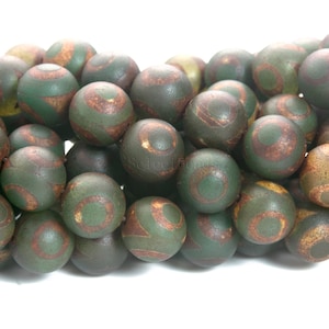 Tibetan DZI Agate Beads - Matte Tibetan Mala Beads - Buddha Prayer ...