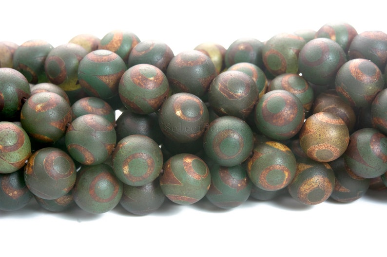 Tibetan DZI Agate Beads - Matte Tibetan Mala Beads - Buddha Prayer ...