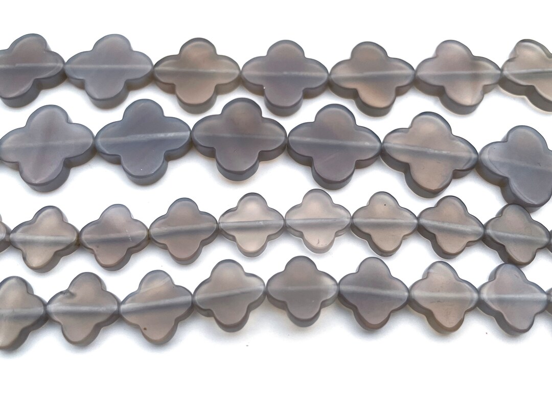 Gray Agate Clover Beads - Natural Gemstone 12mm 18mm Clover Beads ...