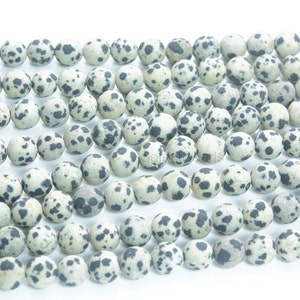 Matte Dalmatian Jasper Beads - Black Spotted Jasper Beads - Natural ...