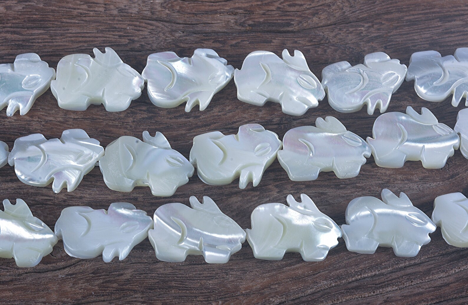Shell Rabbit Beads - White Shell Animal Beads - Mother of Pearl Carving ...