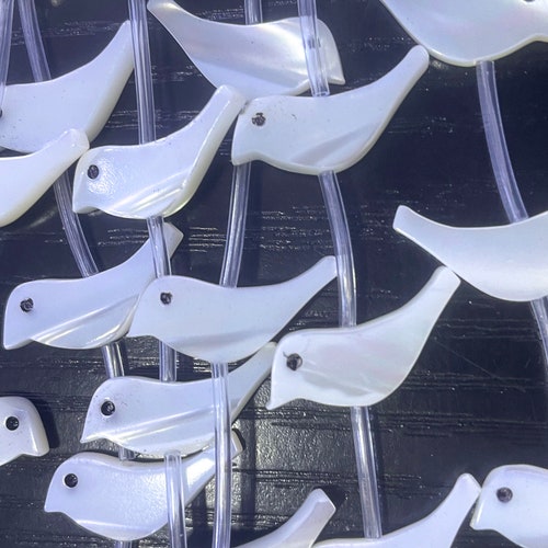 Mother of Pearl Bird Beads MOP Animal Jewelry Beads White - Etsy