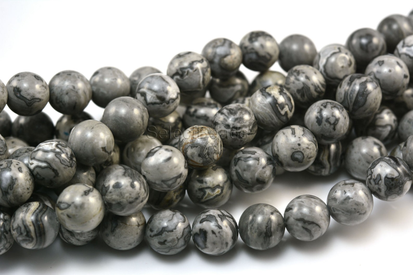 Black Map Jasper Beads Natural Black Gemstone Round Beads | Etsy